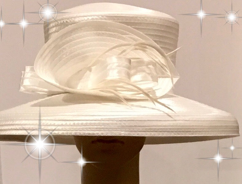 200-001 Ivory Wide Brim Satin Ribbon Hat – Penelope's Fine Hats