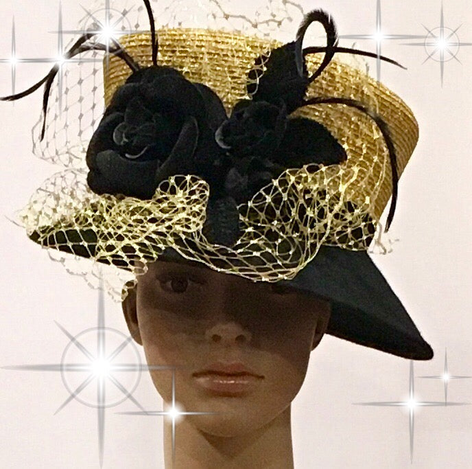 400-022 Metallic Gold Veil Hat – Penelope's Fine Hats