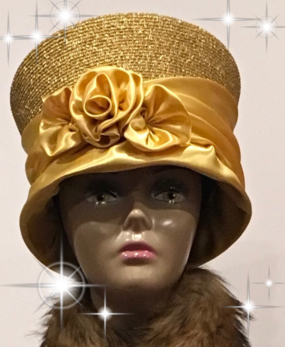 400-022 Metallic Gold Veil Hat – Penelope's Fine Hats